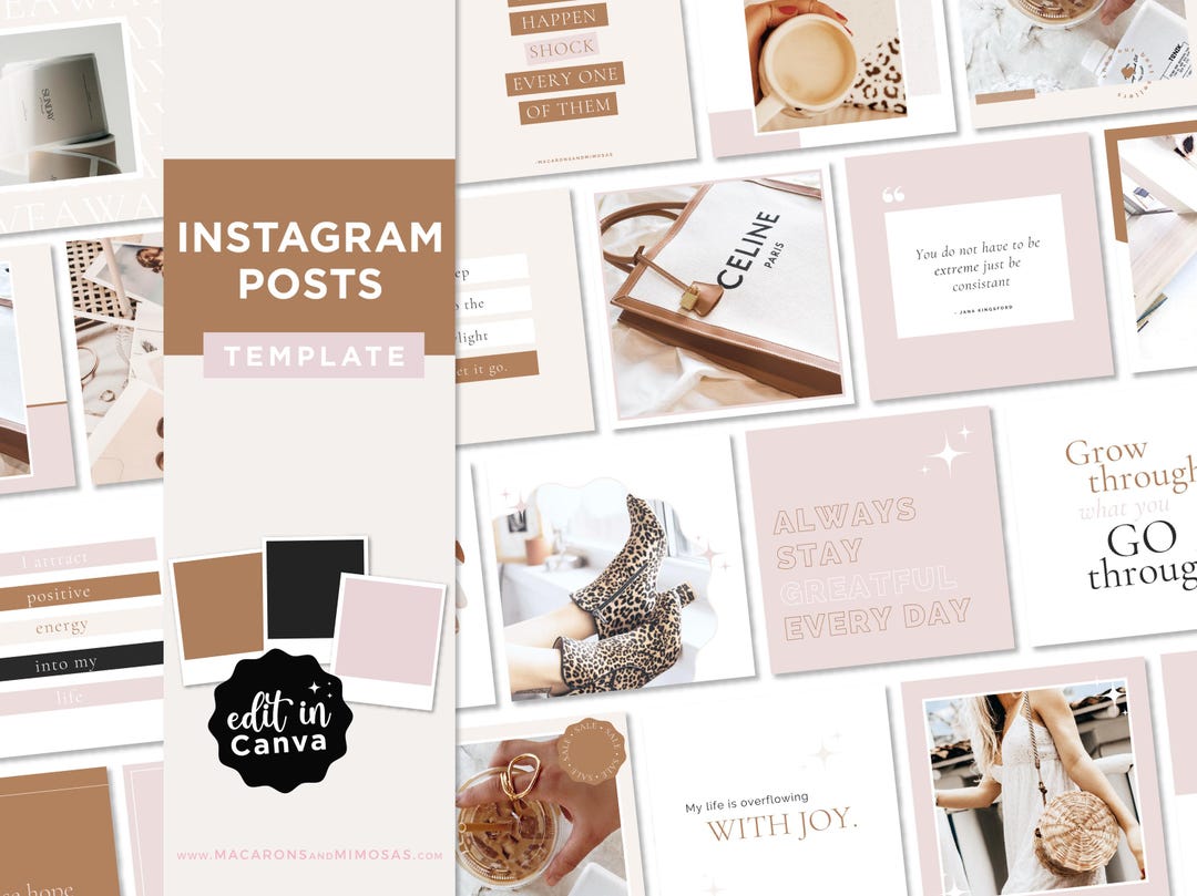 Pretty Instagram Post Templates Editable in Canva for Small Business ...