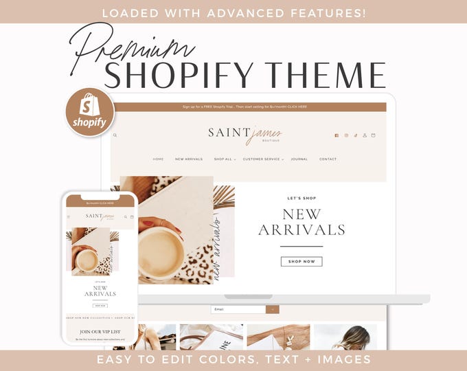 Shopify Theme Template Minimal - Aesthetic Shopify 2.0 - Luxe White Shopify Theme - Beige Boho ...