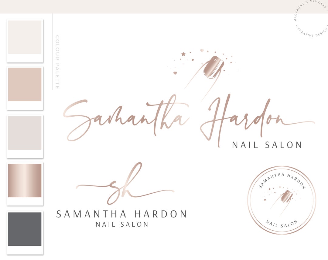 Glitter Nail Salon Logo Design for Nail Extension Artist - Etsy