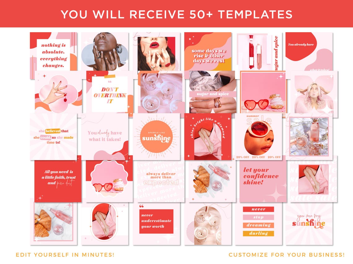 Bright Fun Instagram Post Templates Editable in Canva, Playful Social ...