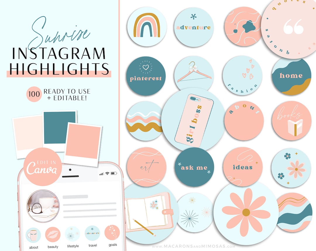 Instagram Highlight Icons Bright, Blue Covers for Instagram Stories ...
