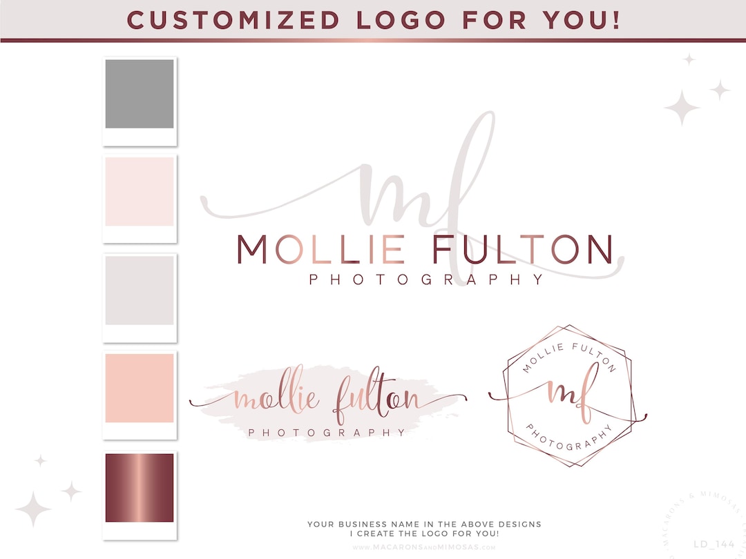 Pretty Logo Design Branding Kit Customized for Boutiques, Photographers ...