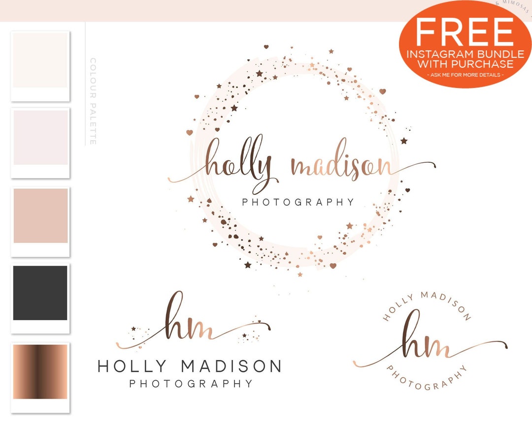 Rose Gold Photographer Logo Branding Kit Watermark for - Etsy