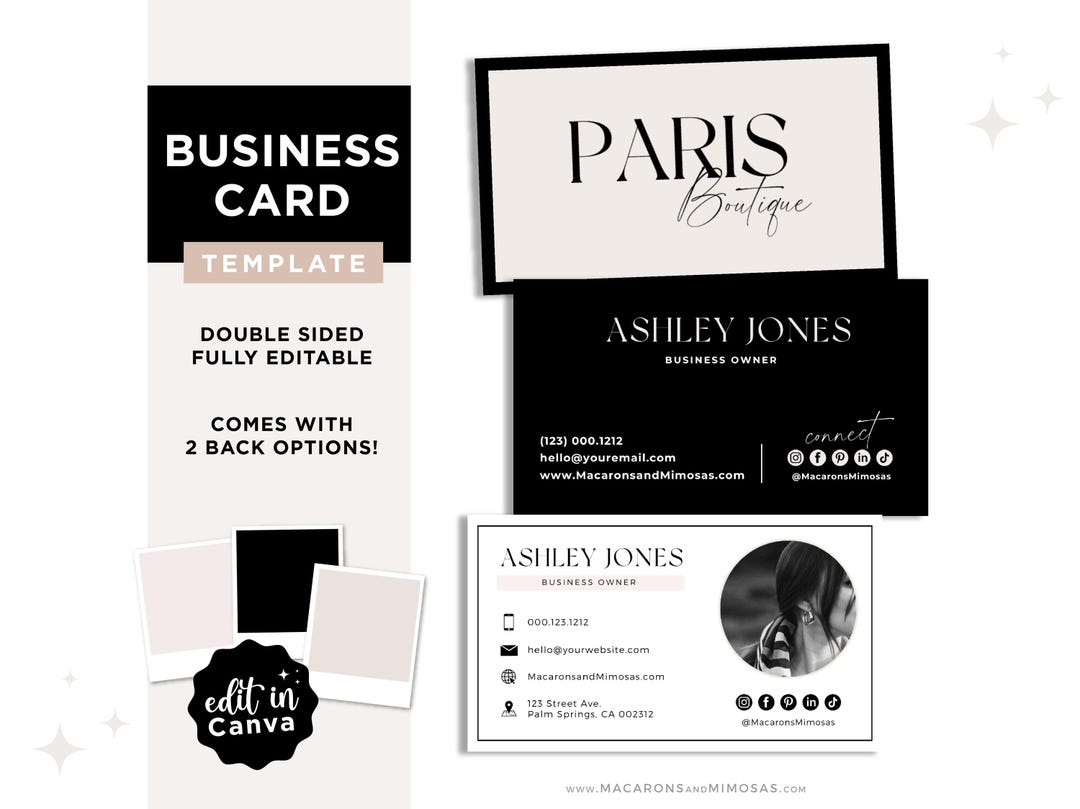 Fancy Business Card Template Editable in Canva for Small Business and ...