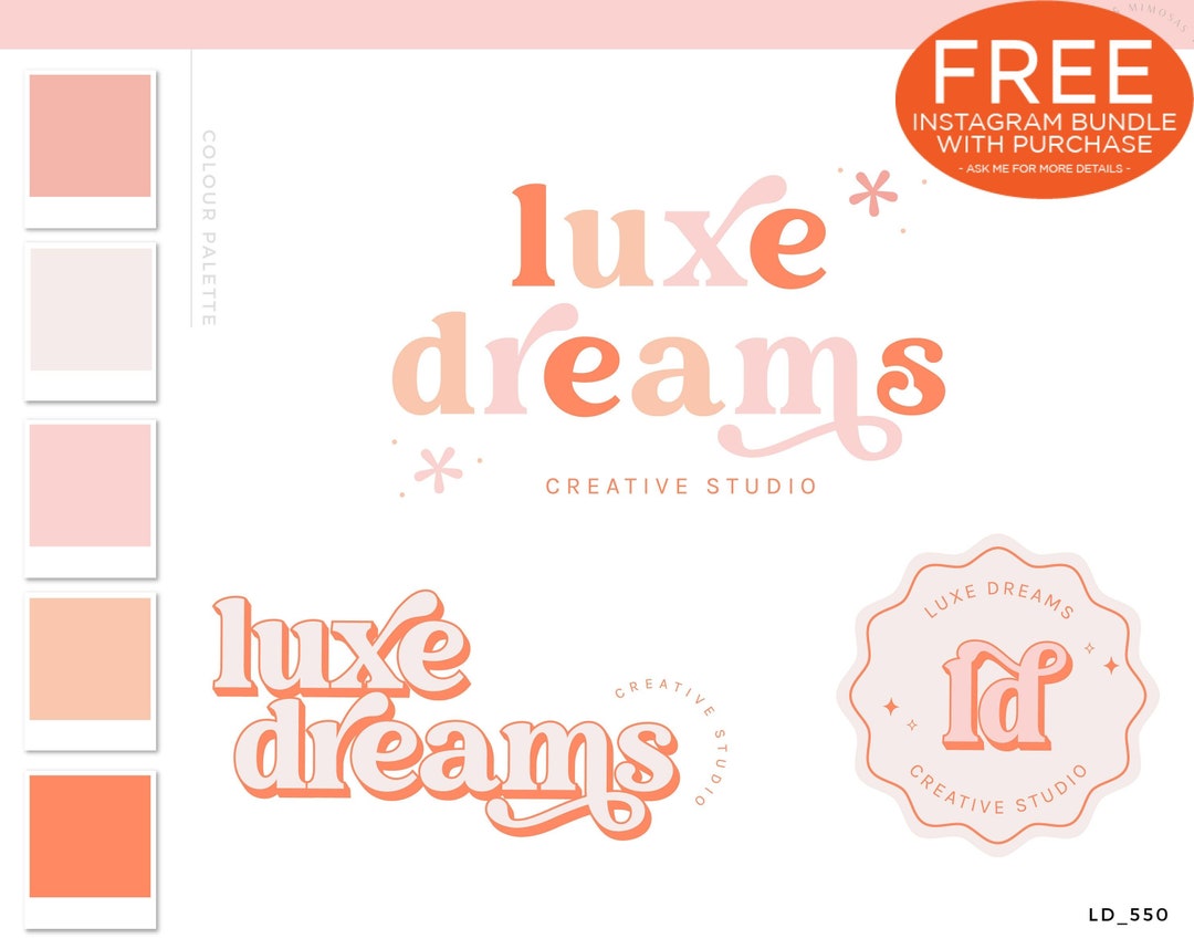 Boho Retro Logo Bright Bohemian 60s 70s Branding Kit Vintage - Etsy