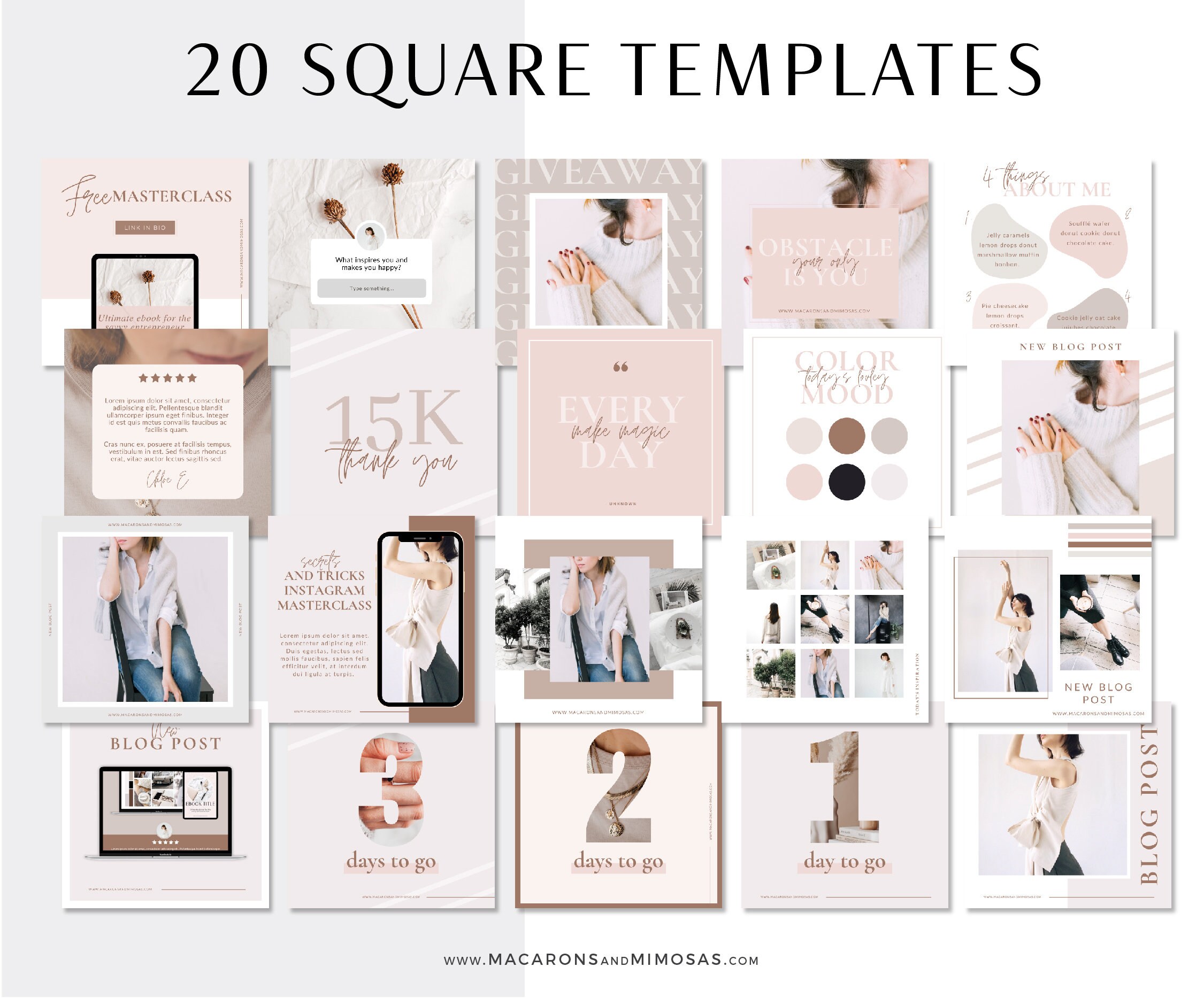 Instagram Templates for Canva Editable IG Square Posts 20 | Etsy