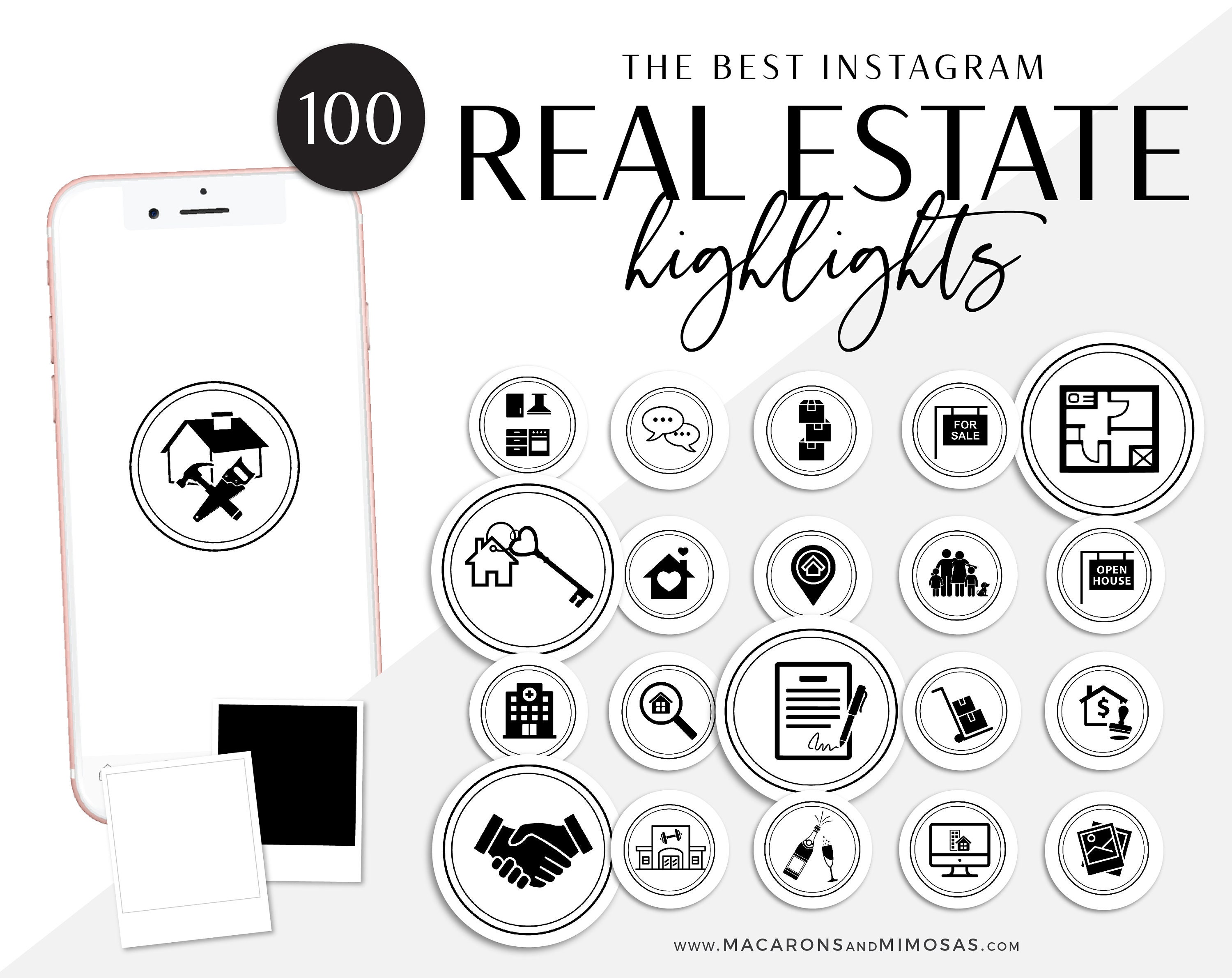 100 Real Estate Instagram Story Highlight Icons Black House | Etsy