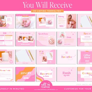 Pink Rainbow Etsy Banner Templates, Canva Store Branding Kit, Complete ...