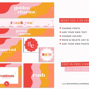 Fun Bright Pastel Retro Etsy Banner Kit Editable Templates for Canva ...
