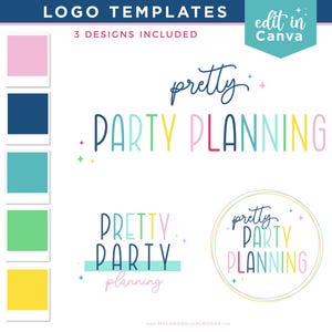 Bright Colorful Confetti Logo Template, Party Planner Branding Kit for ...