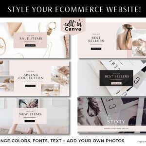 Shopify Store Banner Edit in Canva, Website Banner Templates Bundle ...
