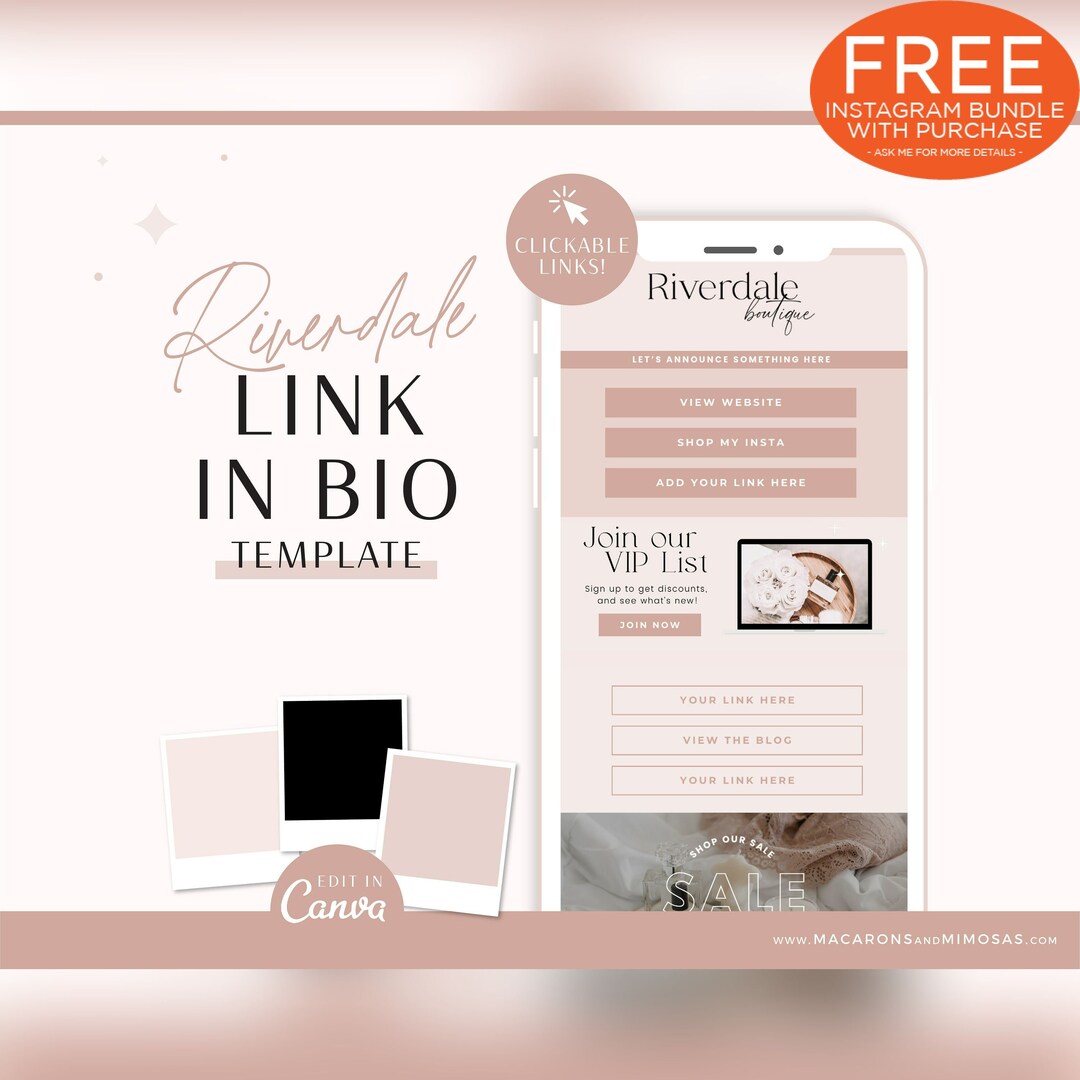 Link in Bio Template Canva, Links Website, Instagram Landing Page, Pink Canva Mini Website ...