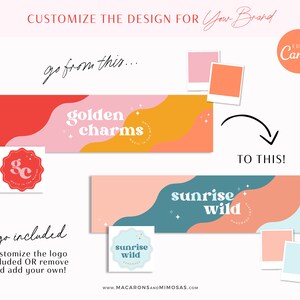 Fun Bright Pastel Retro Etsy Banner Kit Editable Templates for Canva ...