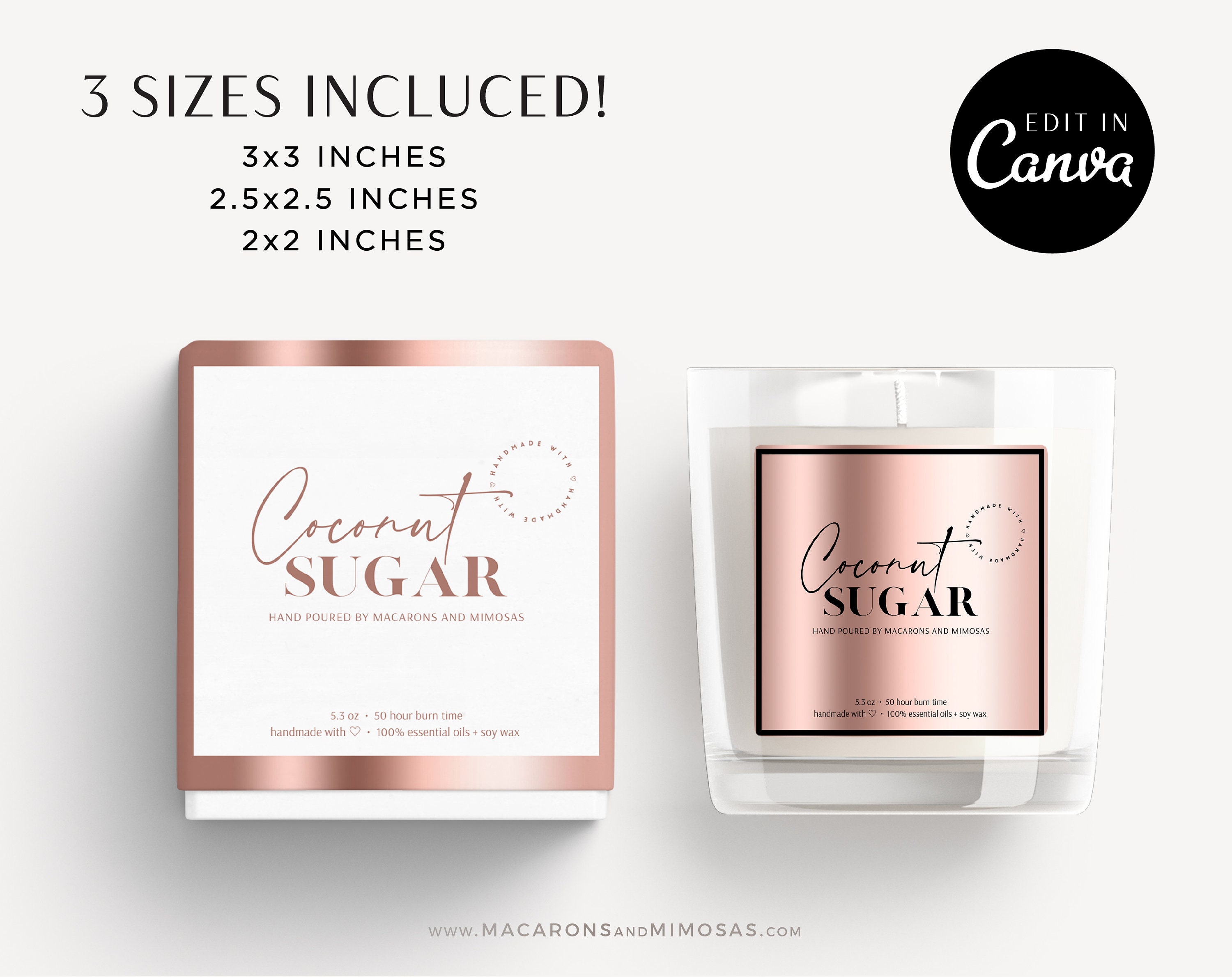 Rose Gold Candle Label Template Pink Gold Candle Label - Etsy