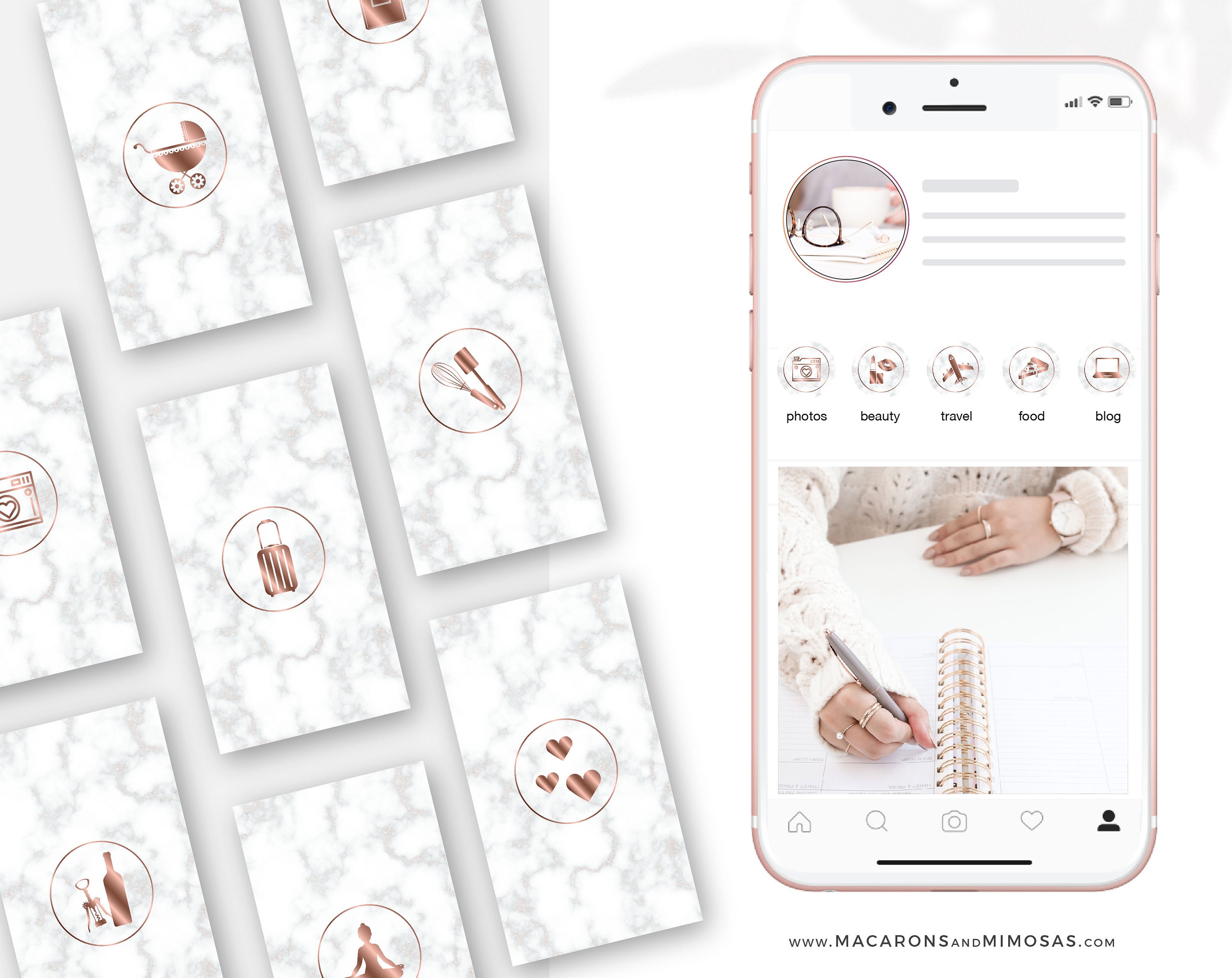 Rose Gold Marble Instagram Story Highlight Icons Instagram | Etsy