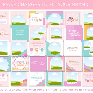 Vibrant Rainbow Instagram Post Social Media Templates Bundle for Canva ...