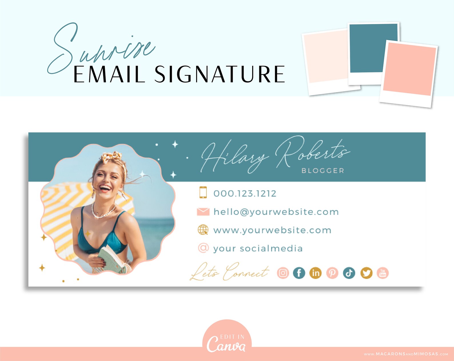 Bright Boho Email Signature Template Canva Business Email - Etsy