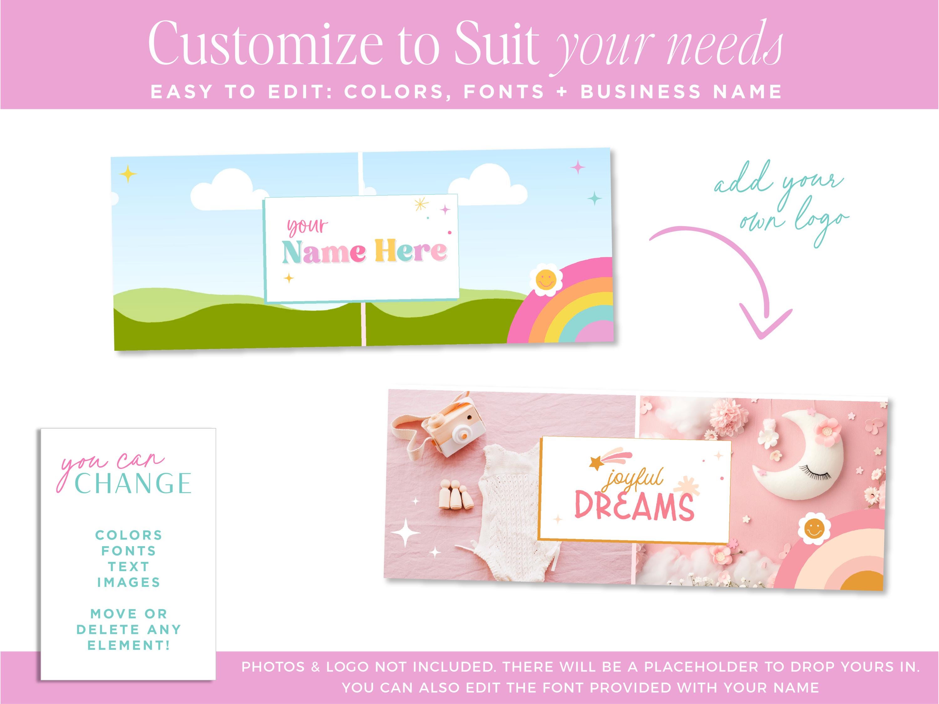 Bright Fun Facebook Cover Template Editable in Canva, Rainbow Vibes ...