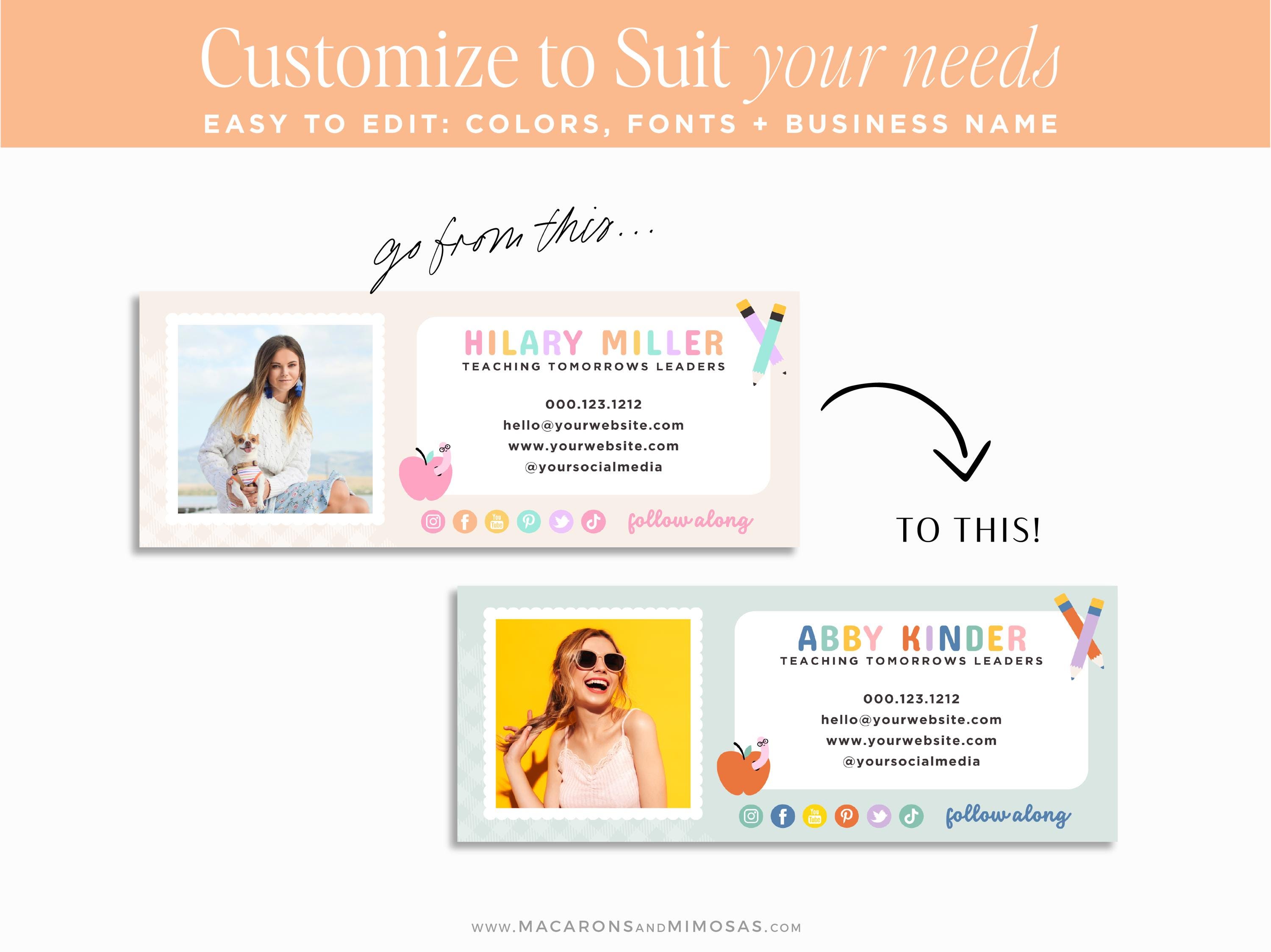 Colorful Fun Teacher Email Signature Template for Canva - Customizable ...