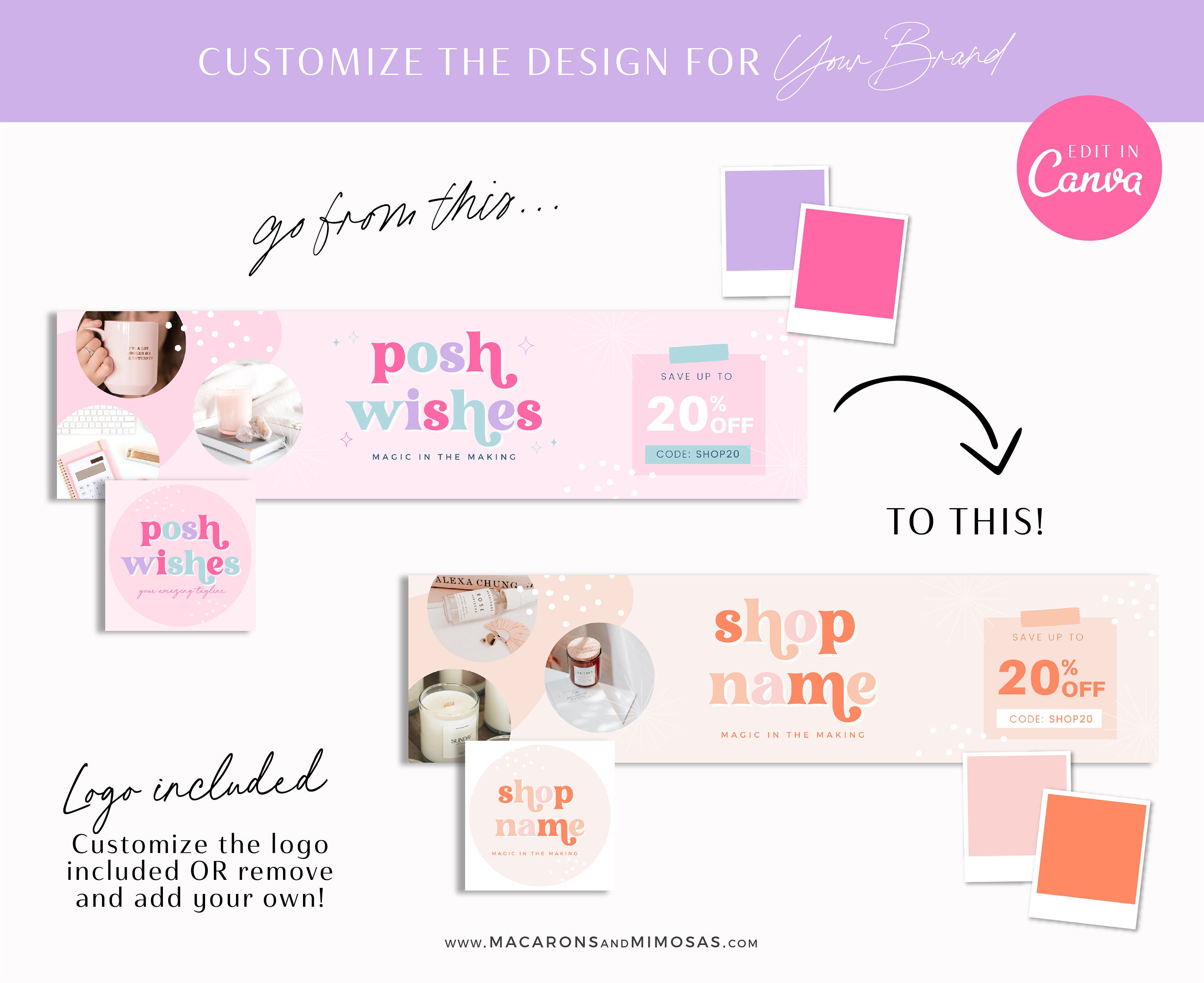 Etsy Banner Shop Kit Brand Your Etsy Shop Business With Canva - Etsy