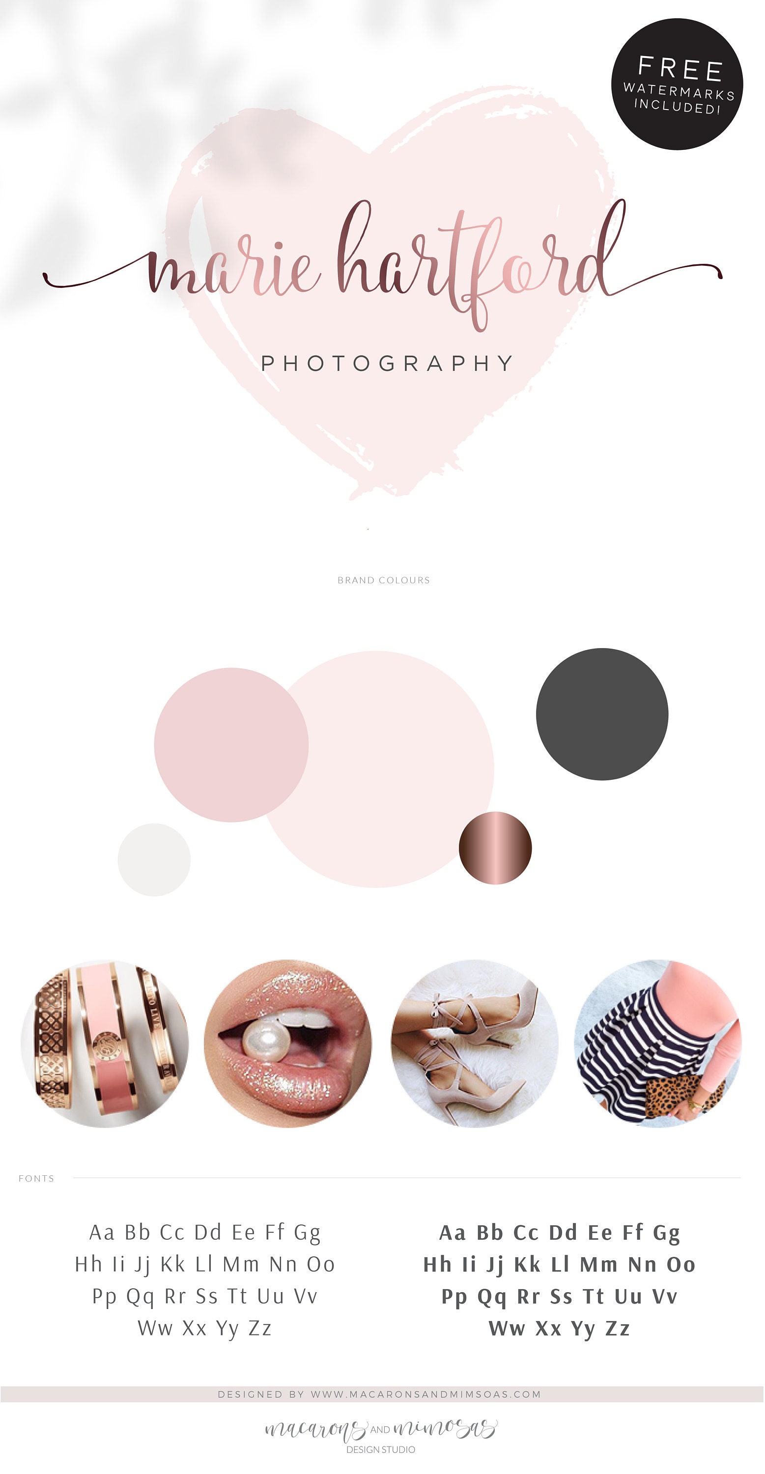 Heart Logo Pink Watermark Heart Logo Branding Watercolor - Etsy