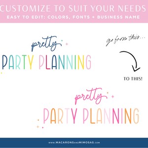 Bright Colorful Confetti Logo Template, Party Planner Branding Kit for ...