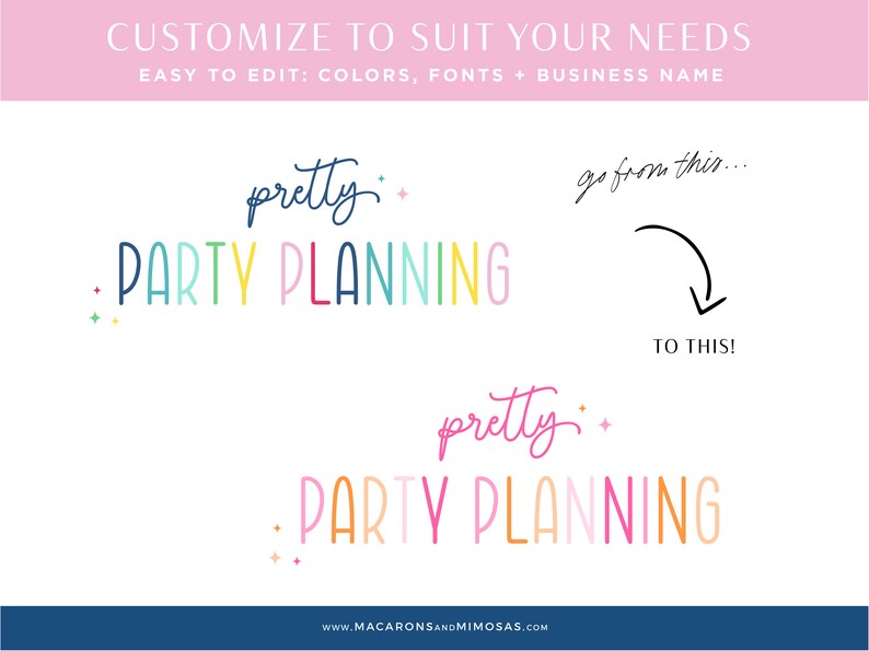 Bright Colorful Confetti Logo Template, Party Planner Branding Kit for ...