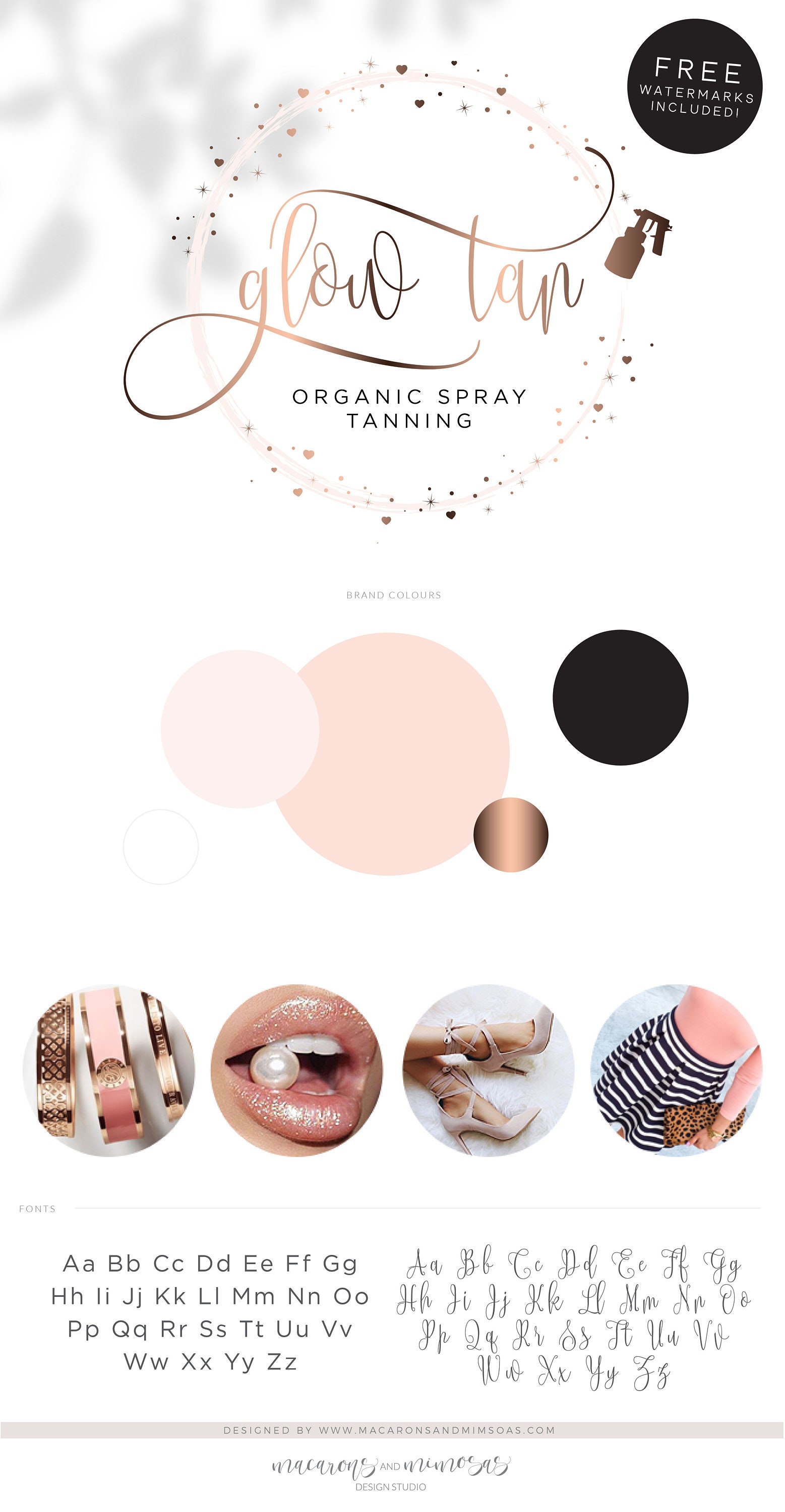 Spray Tan Logo Design Tanning Branding Watermark Stars Heart | Etsy