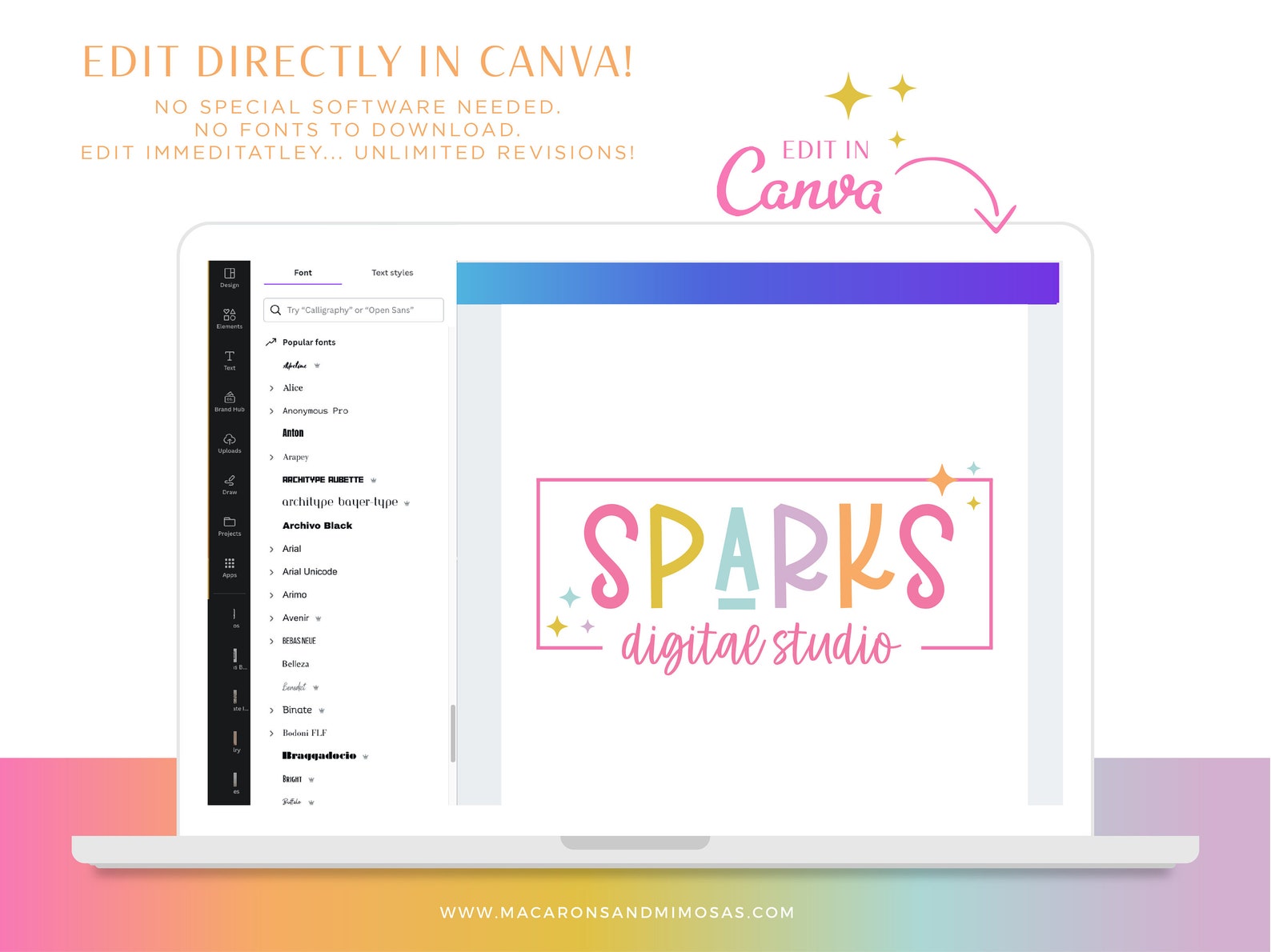 Rainbow Logo Template, Editable Canva Logo Design With Stars, Small ...