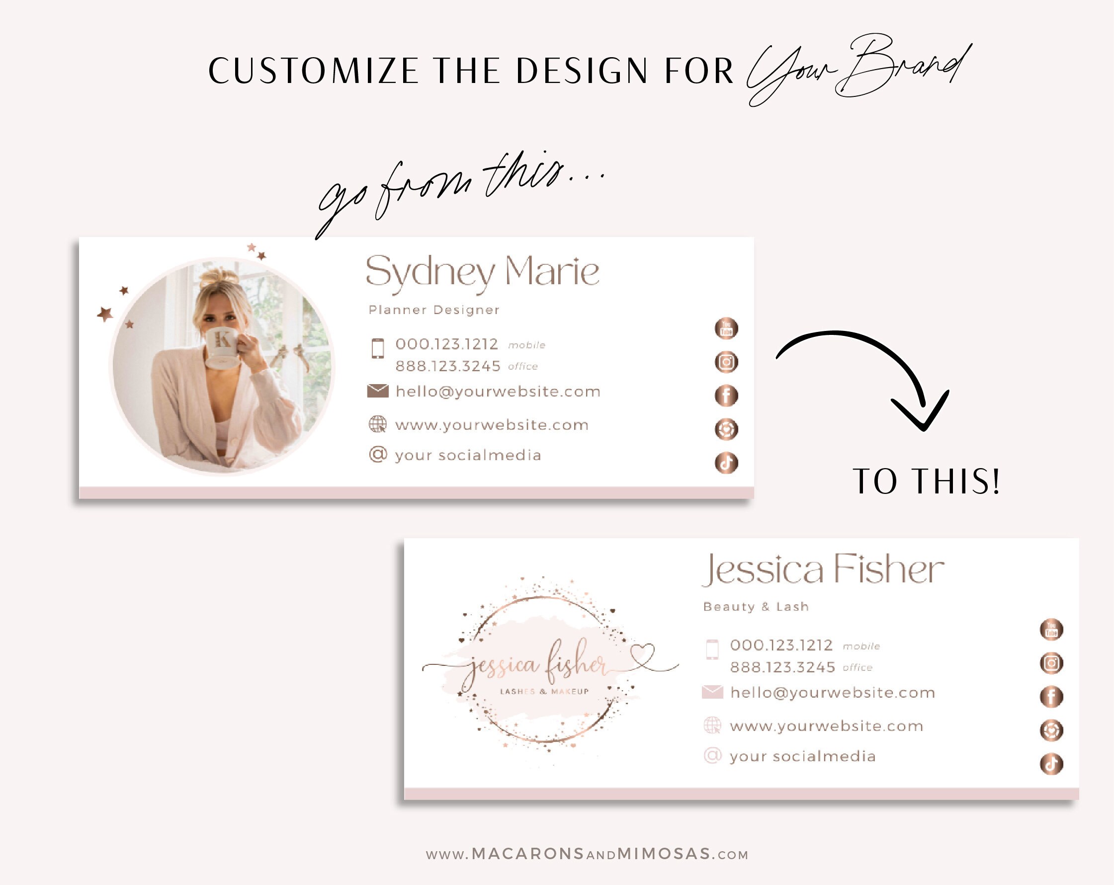 Rose Gold Email Signature Design Logo Template Best Seller | Etsy