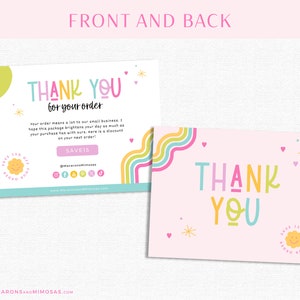 Cute Rainbow Thank You Card Template Canva Editable, Printable Card ...