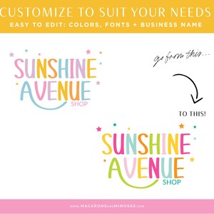 Editable Canva Rainbow Logo Template Set, Pastel Branding Kit for Small ...