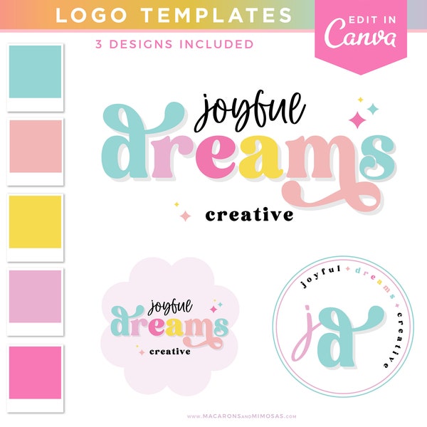 Canva Logo Template Logo Design for Business Colorful - Etsy