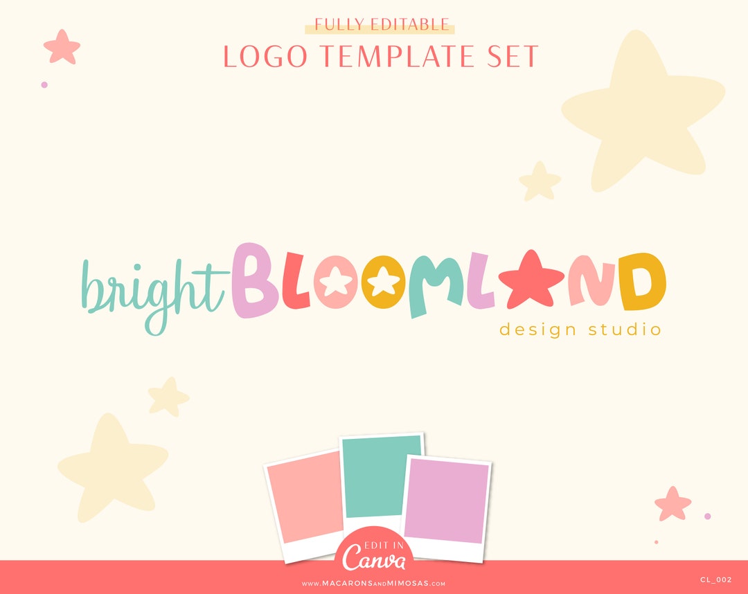 Editable Canva Star Logo Template Fun Retro Font Logo DIY - Etsy