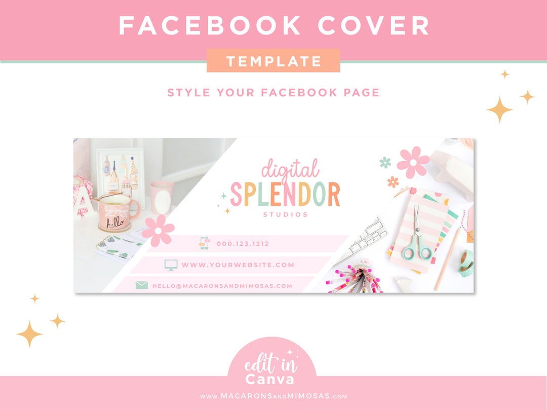 Cute Pastel Facebook Cover Design Template for Small Business Editable ...