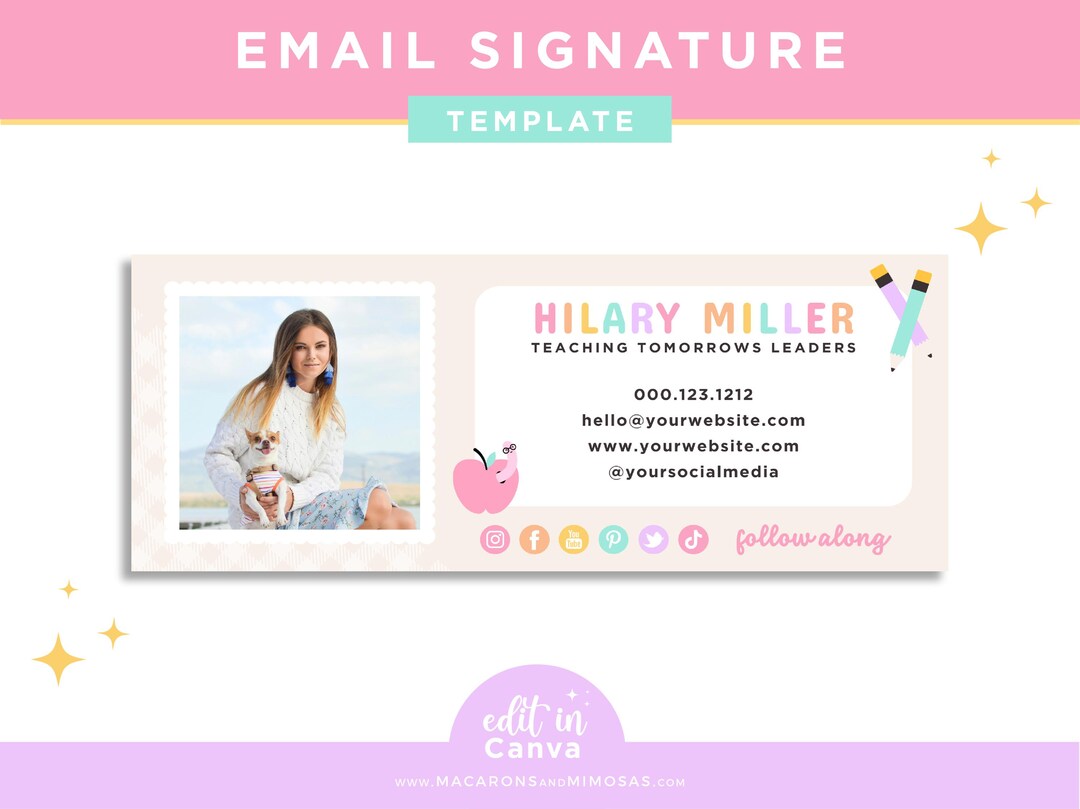 Colorful Fun Teacher Email Signature Template for Canva - Customizable ...