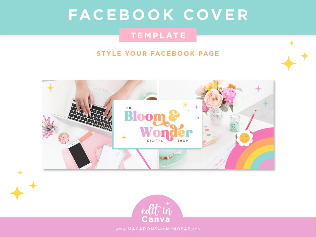 Bright Fun Facebook Cover Template Editable in Canva, Rainbow Vibes ...