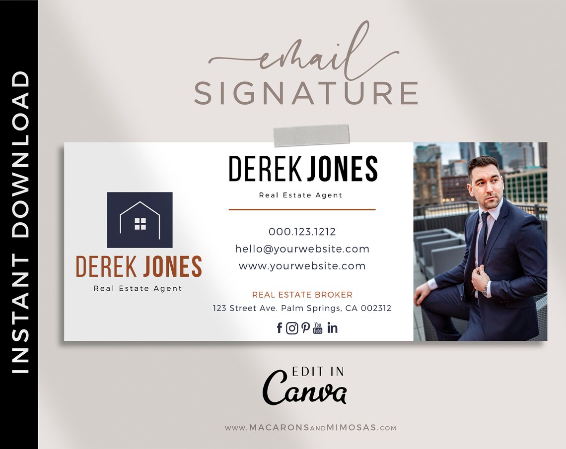 Email Signature Template Edit Yourself Image JPG Email | Etsy
