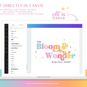 Rainbow Logo Design Template Editable in Canva, Cute Colorful Retro ...