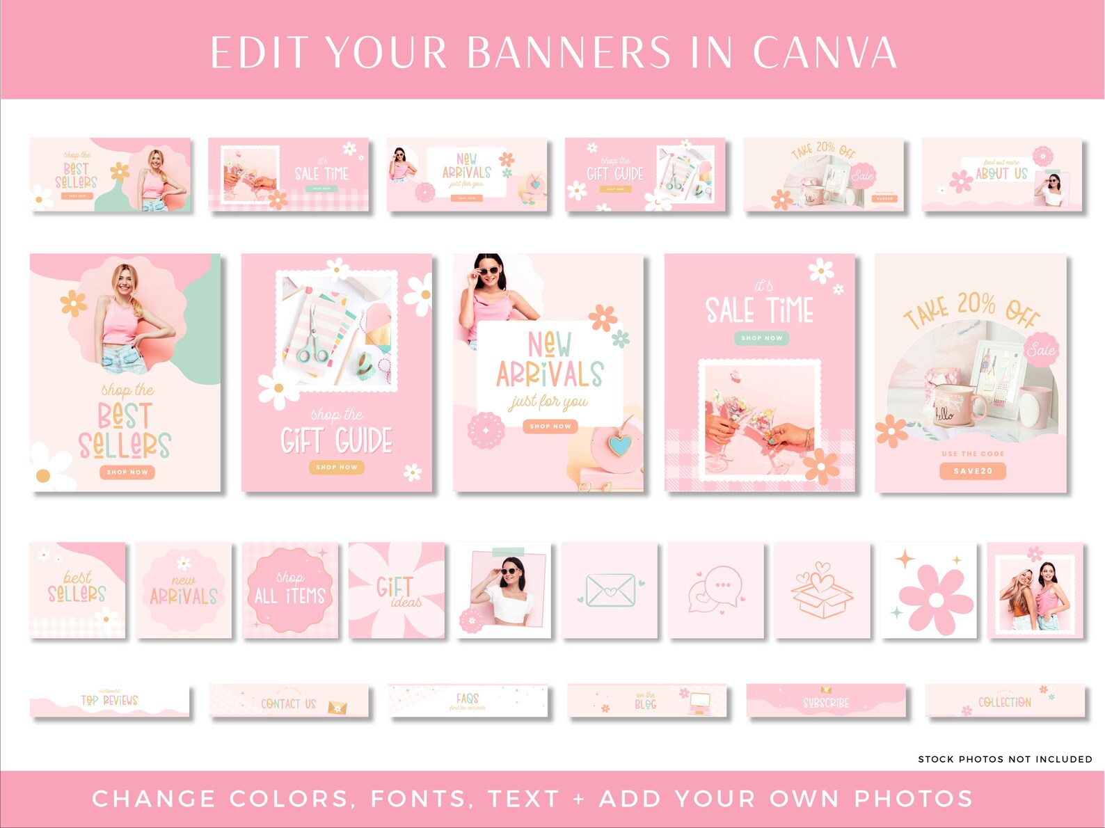 Customizable Pastel Shopify Website Banner Templates for Fun Ecommerce ...