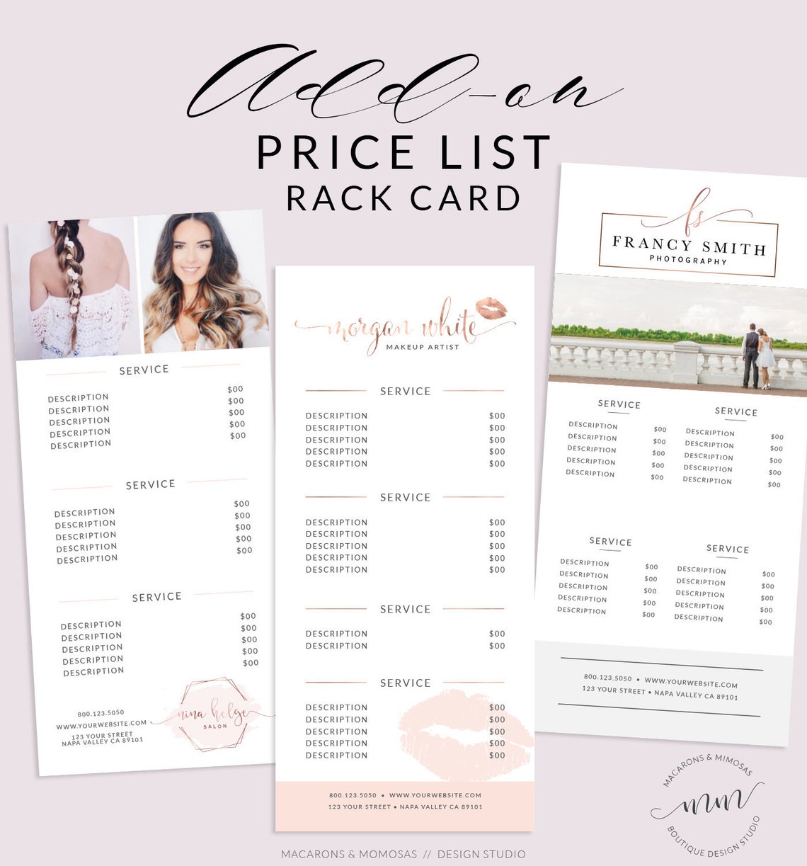 Price List Template Rack Card Design Makeup Artist or - Etsy