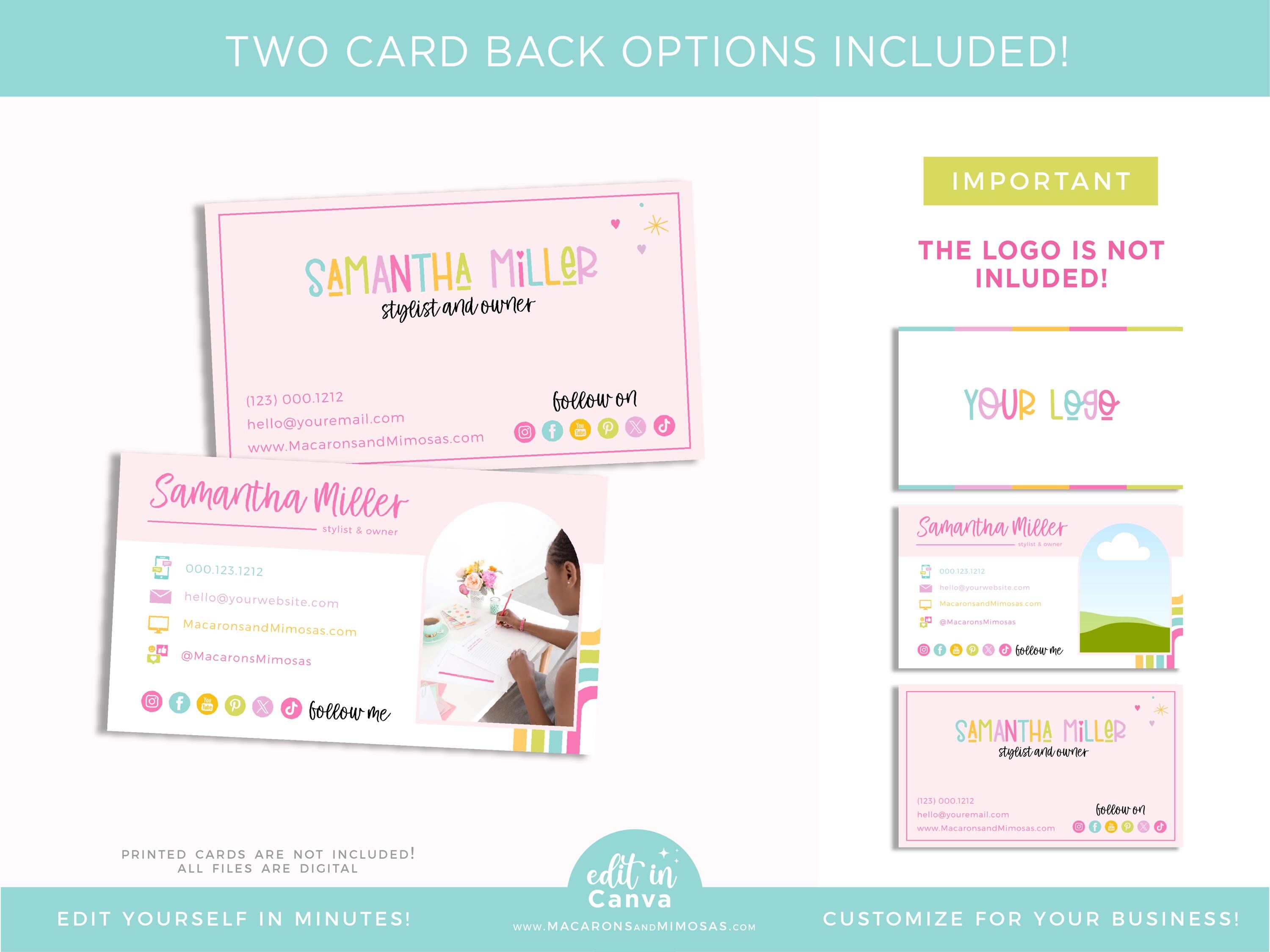 Colorful Rainbow Business Card Design Editable in Canva With Your Logo ...