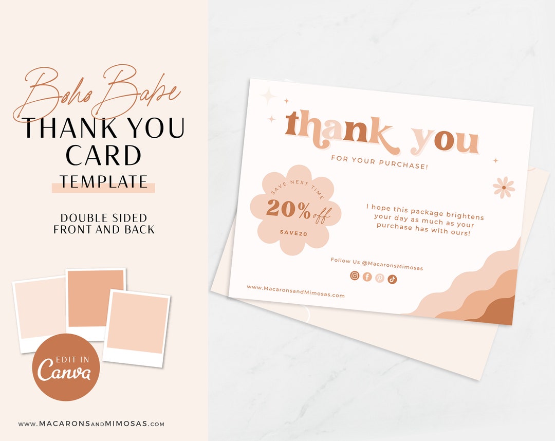 Editable Business Thank You Insert Card Template. Modern Insert Card ...