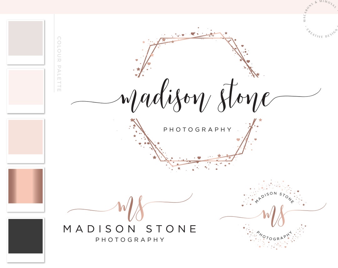 Hexagon Event Logo Rose Gold Watercolor Logo Design - Etsy