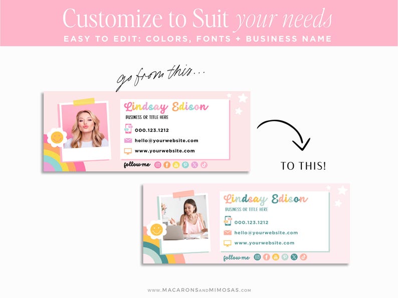 Editable Rainbow Email Signature With Photo for Small Business ...