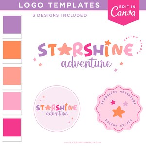 Editable Canva Star Logo Template, Fun Retro Font Logo, DIY Colorful ...