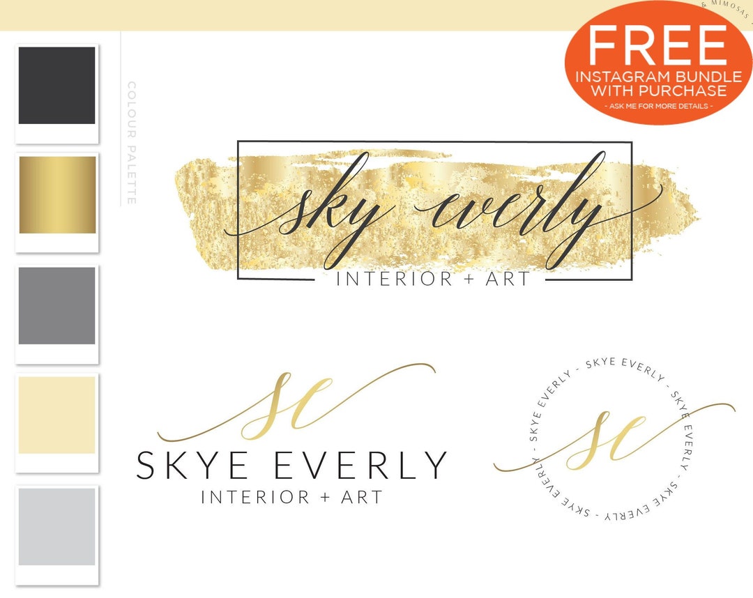 Gold Watercolor Logo Premade Logo Design Photography - Etsy
