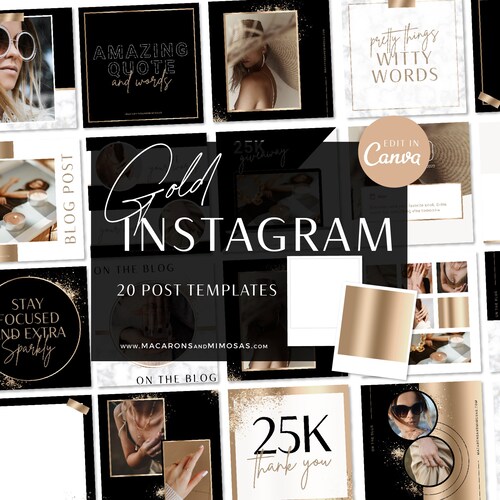 Black Gold Marble Instagram Story Templates Canva - Etsy