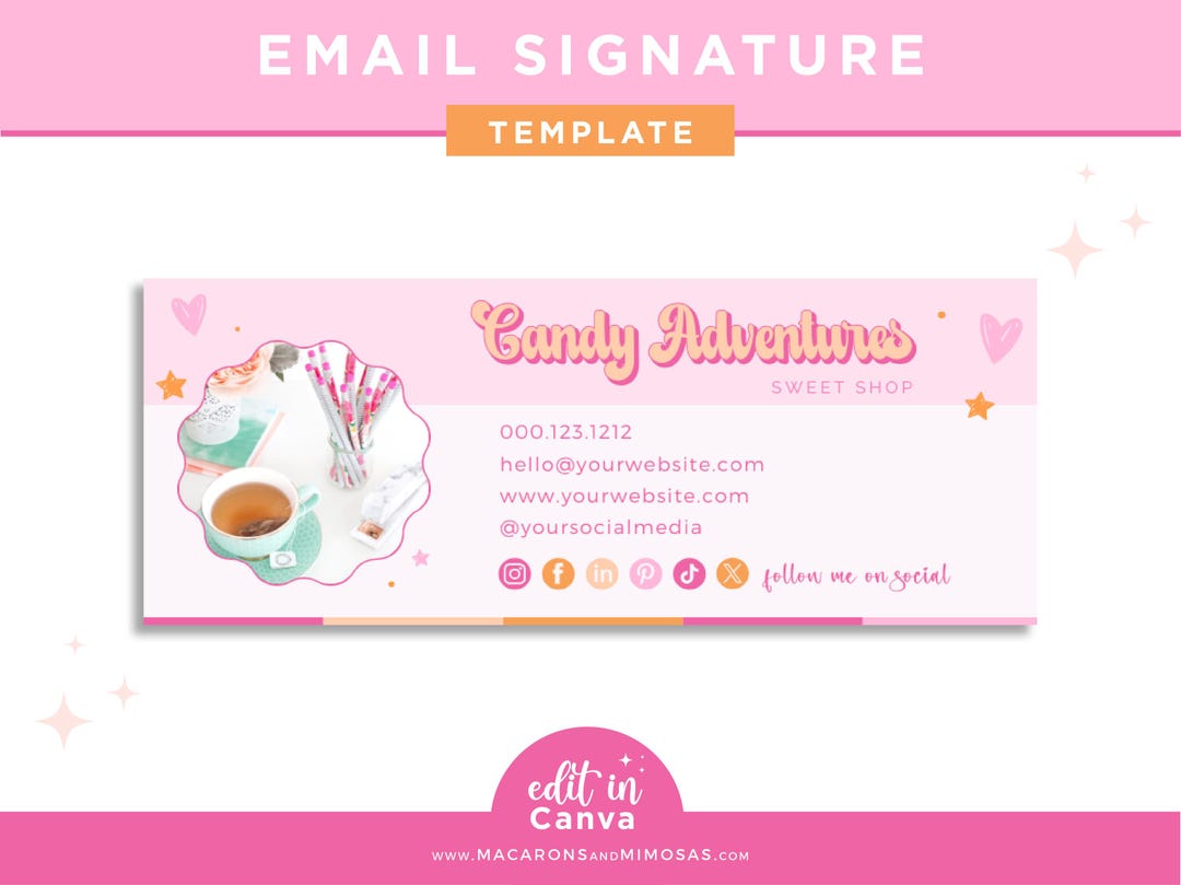 Rainbow Email Signature Template, Gmail Email Signature Clickable Canva ...