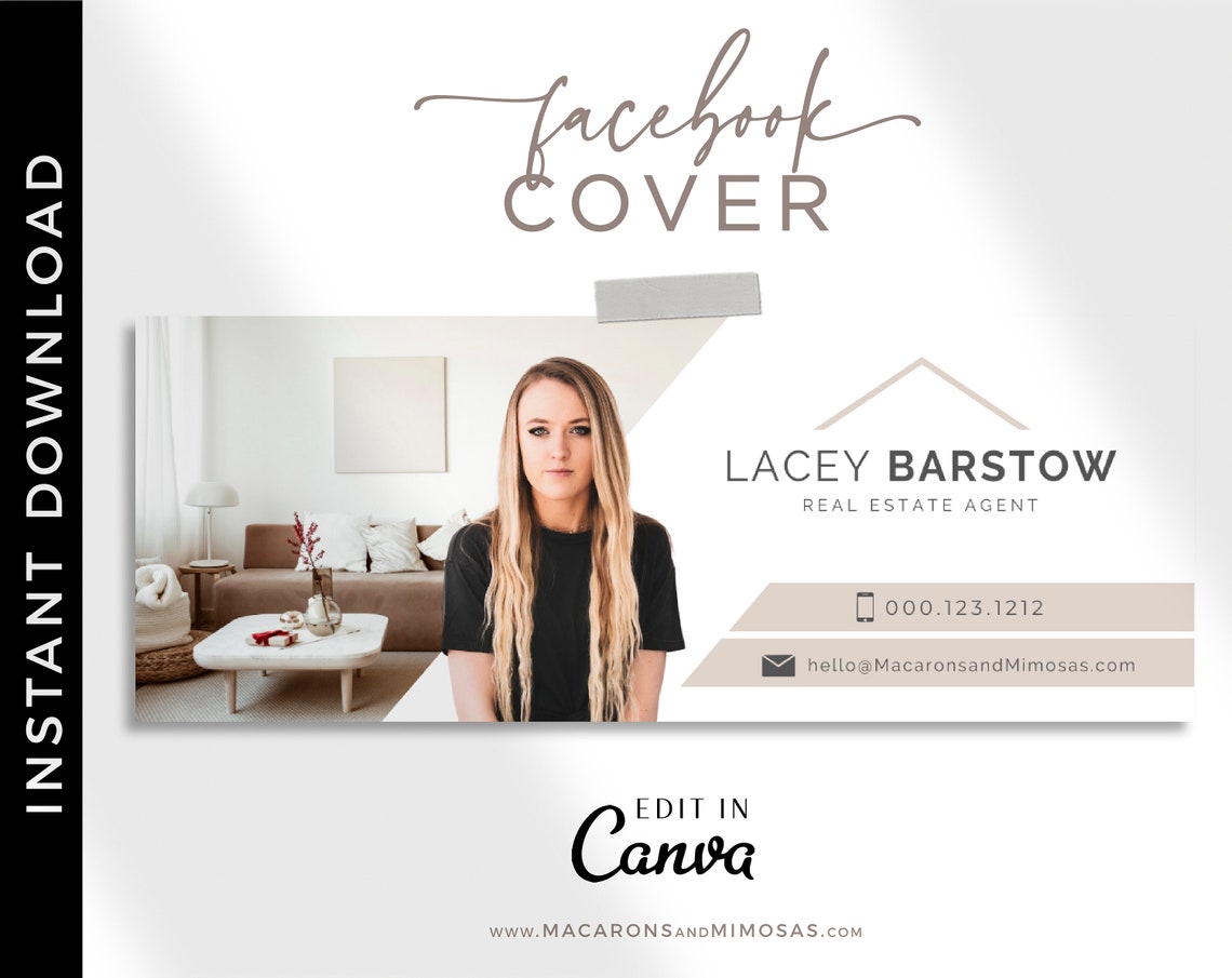 Canva Facebook Cover Template for Interior Designer & Realtor - Etsy